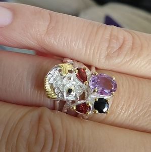 Jewelry | Nice Genuine Sapphire Amethyst Garnet Fish Art Rin | Poshmark
